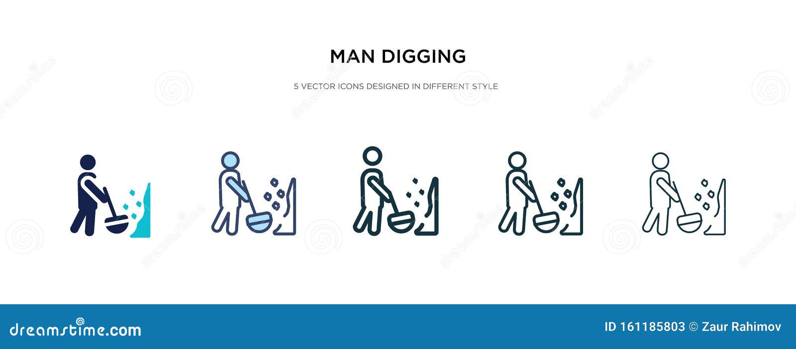 Man Digging Icon in Different Style Vector Illustration. Two Colored ...