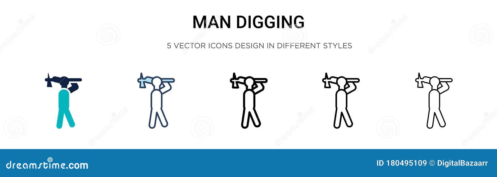 Man Digging Icon in Filled, Thin Line, Outline and Stroke Style. Vector ...
