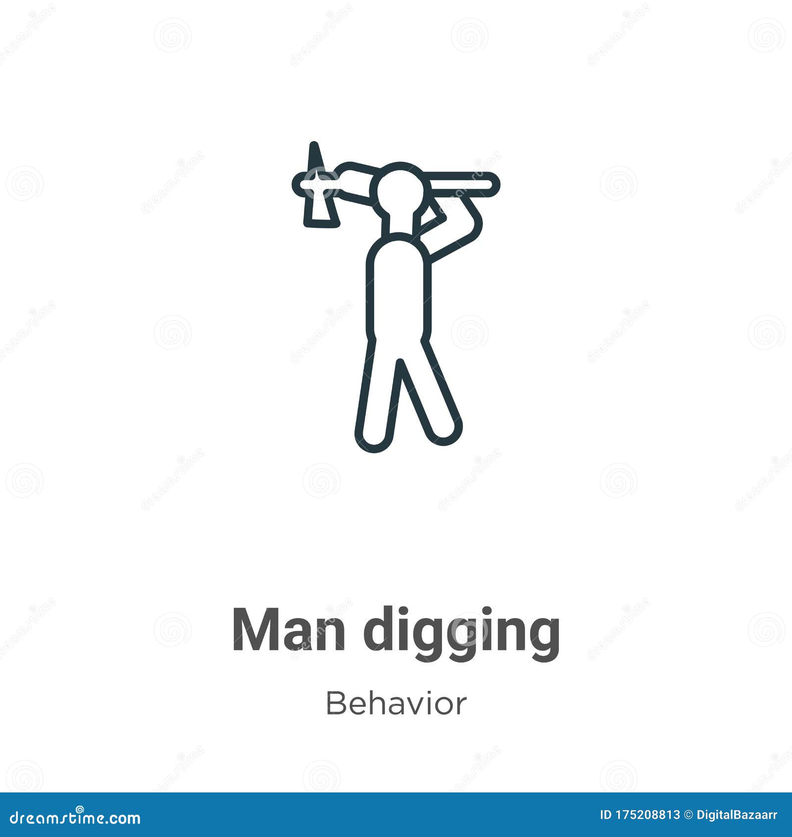 Man Digging Outline Vector Icon. Thin Line Black Man Digging Icon, Flat ...