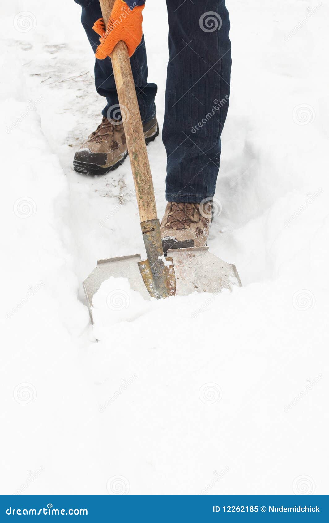 Man Digging a Path from Snow Stock Image - Image of clean, maintenance ...