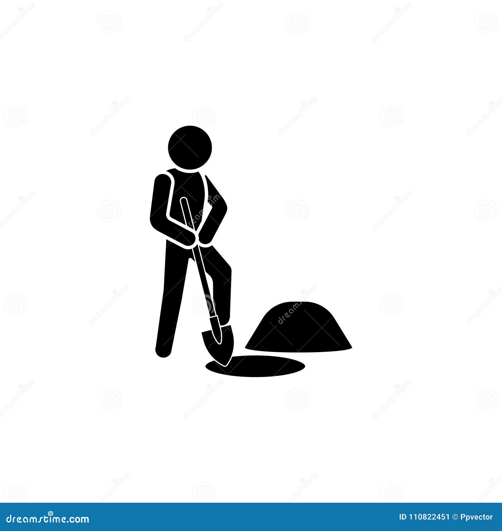 Man Digging a Pit Icon. a Man with a Shovel Stock Vector - Illustration ...
