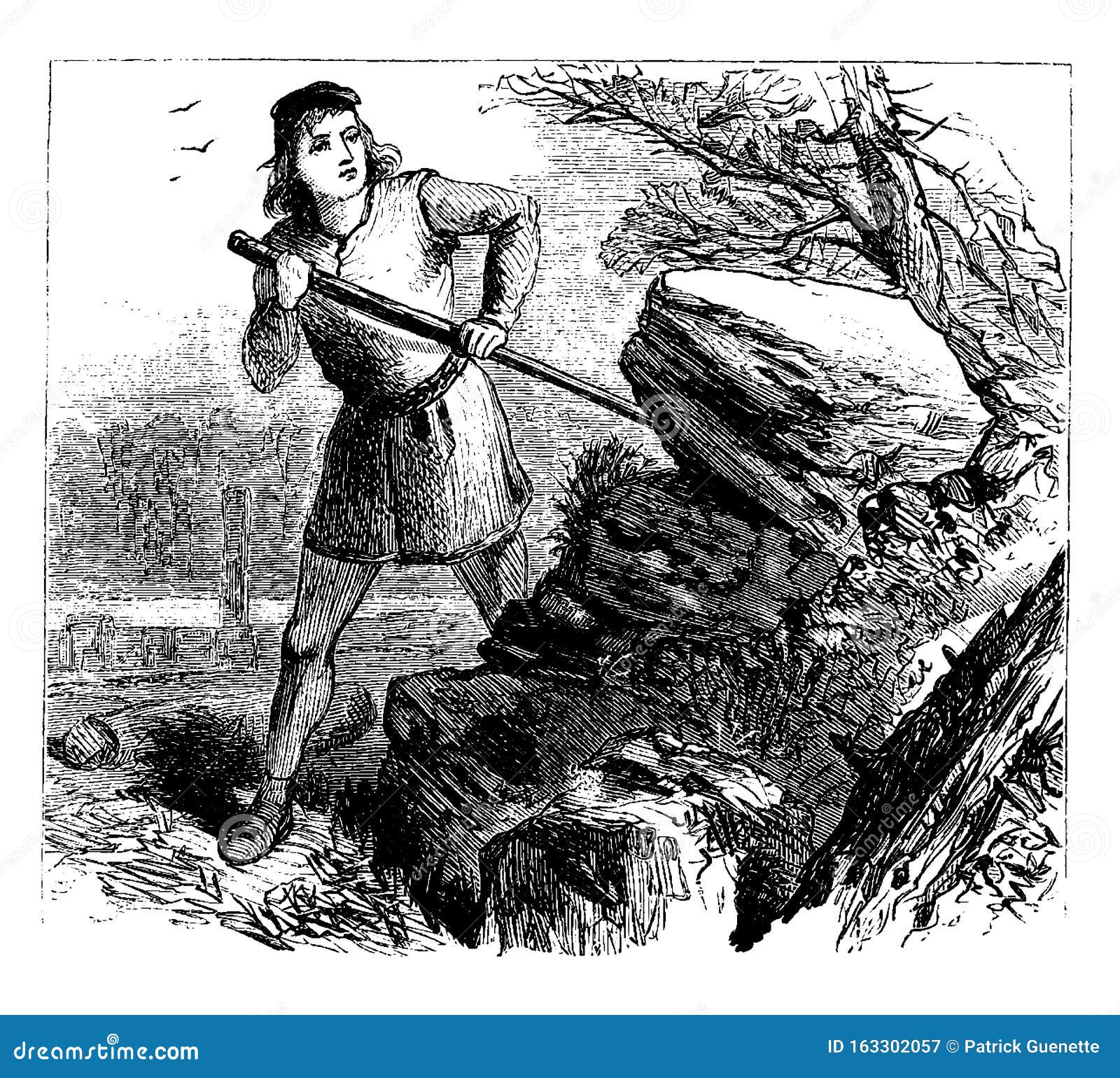 Man Digging, Vintage Illustration Stock Vector - Illustration of ...