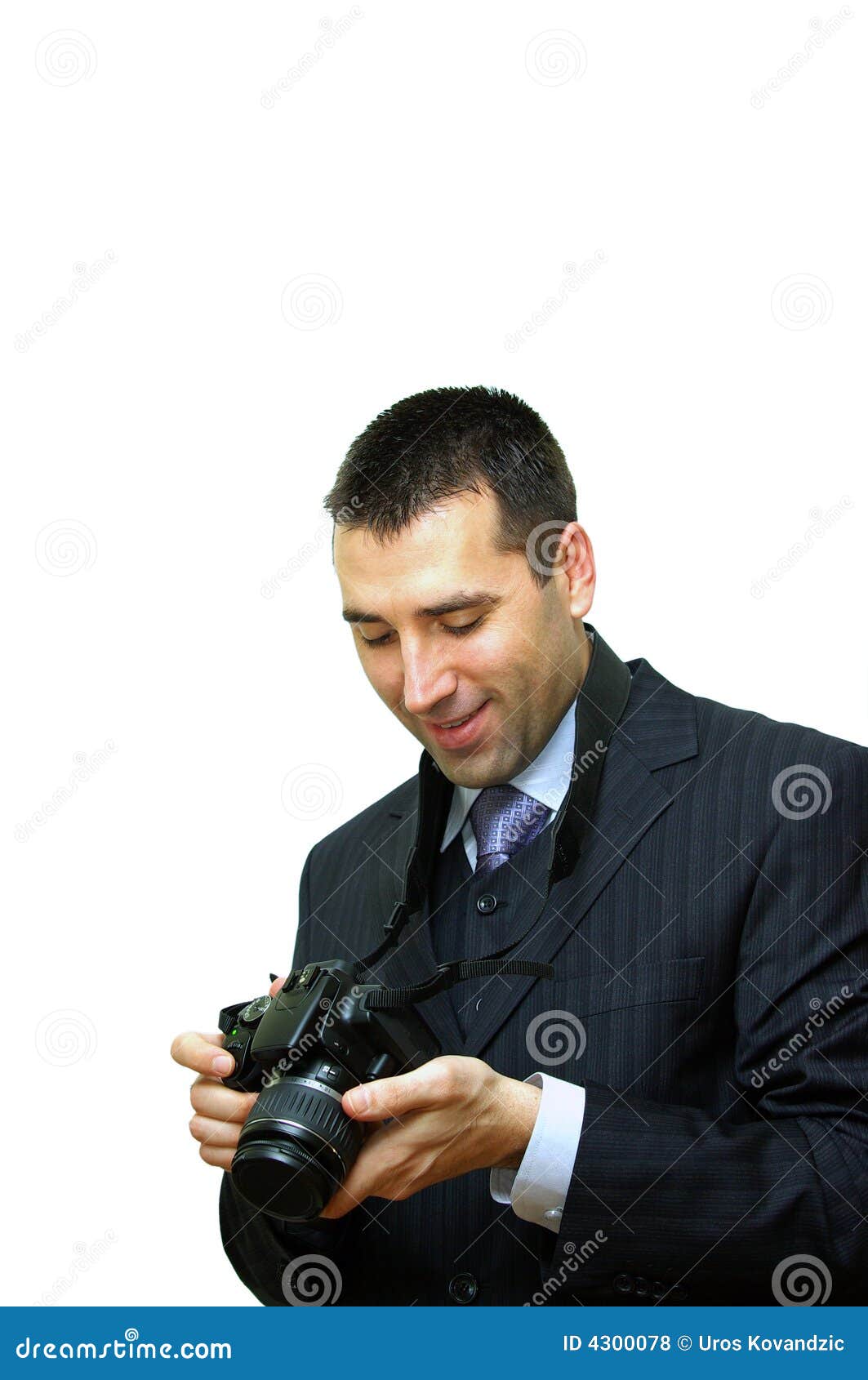 Man with Digital Camera Smiling Stock Photo - Image of hold, exposure ...