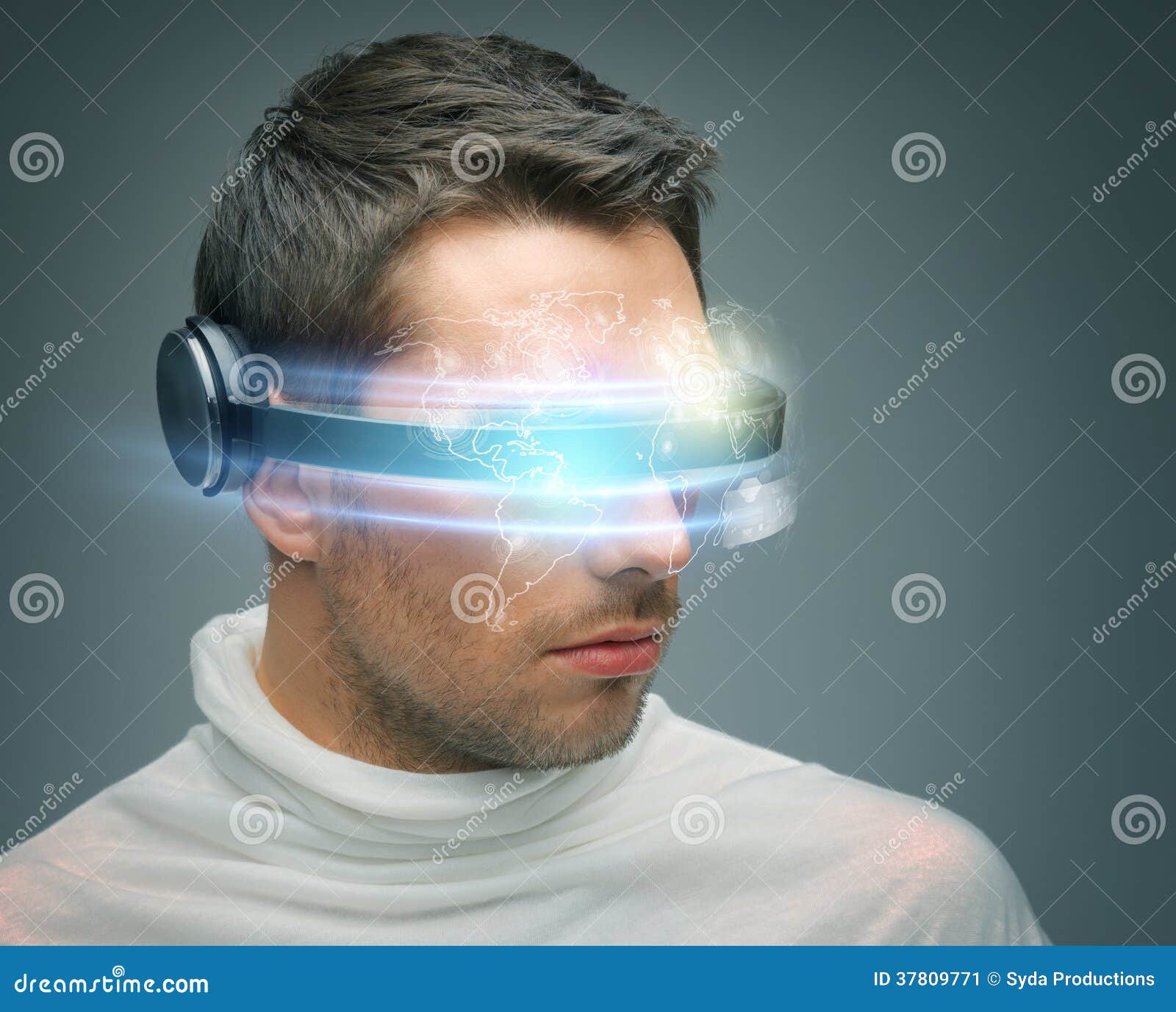 Man with digital glasses stock image. Image of gamer - 37809771