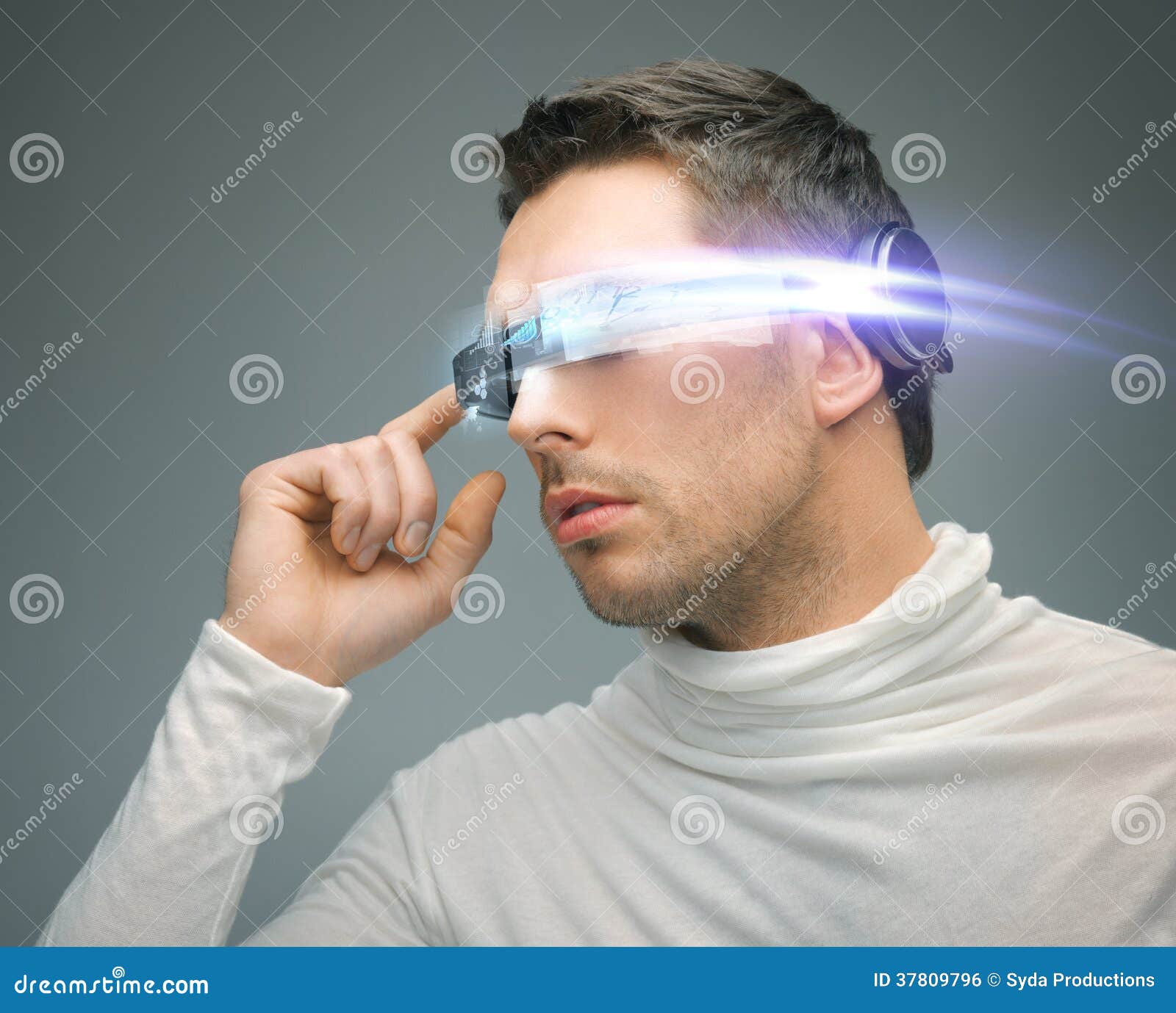 Man with digital glasses stock photo. Image of nano, digi - 37809796