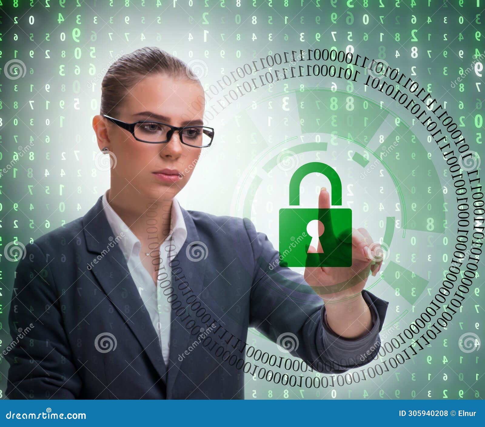 Man in Digital Security Concept Pressing Button Stock Photo - Image of ...