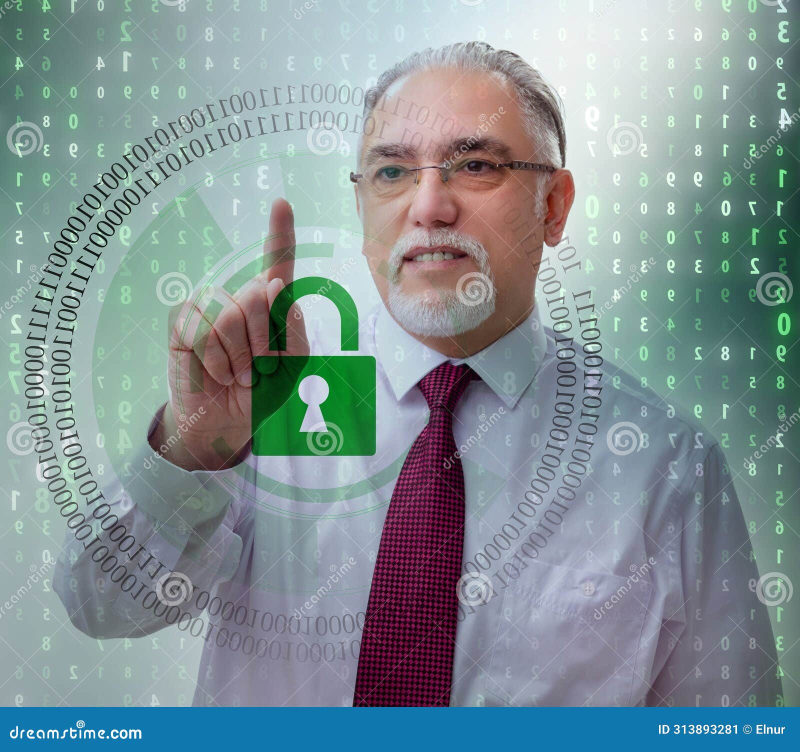 Man in Digital Security Concept Pressing Button Stock Image - Image of ...