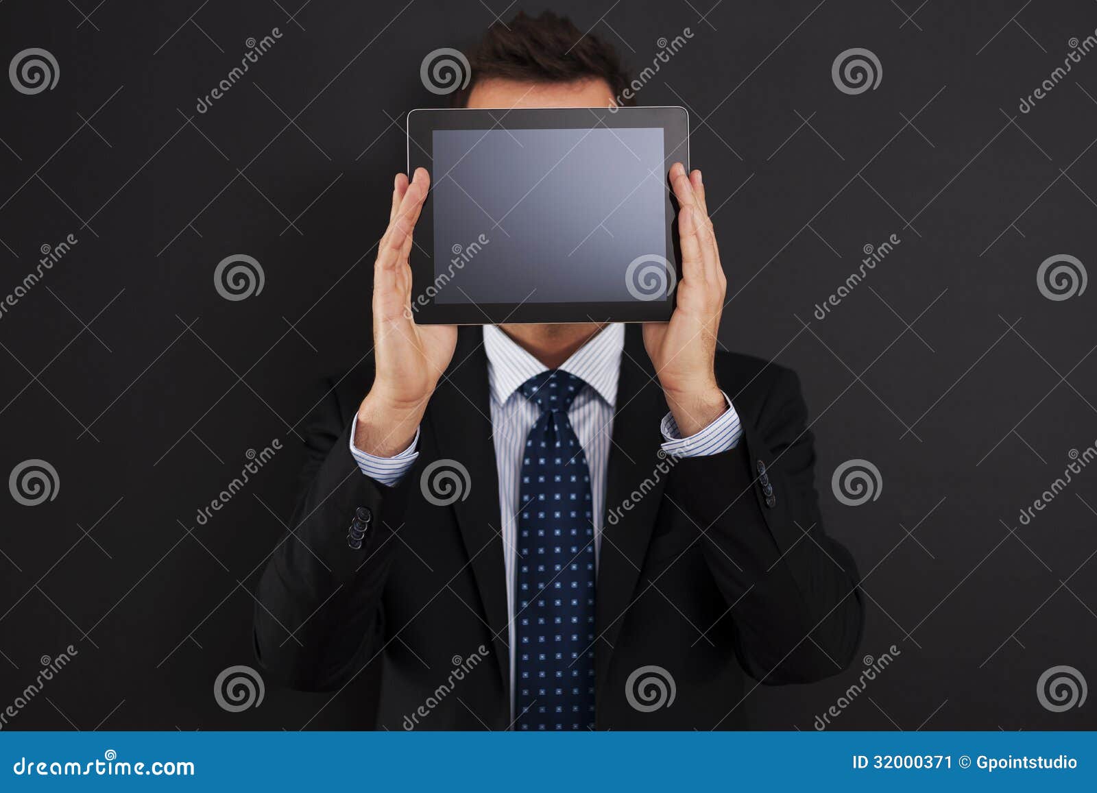 Man with digital tablet stock image. Image of screen - 32000371