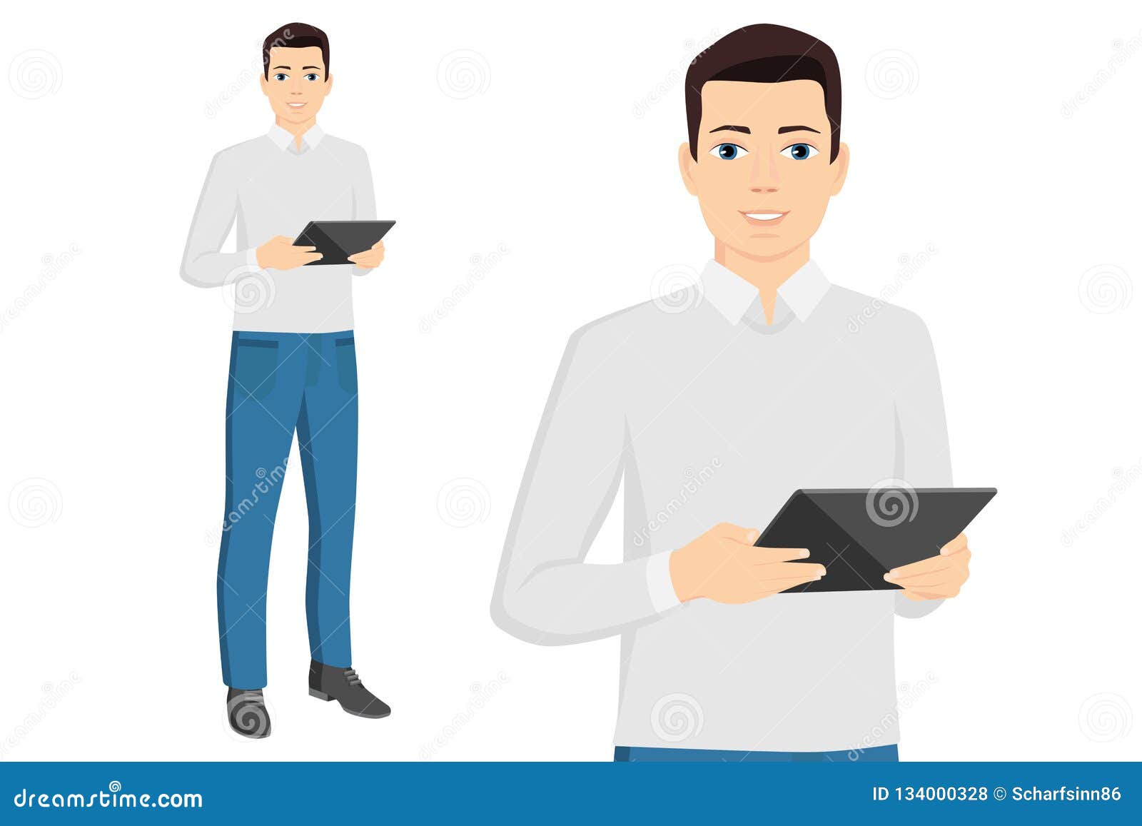 A Man with a Digital Tablet. Stock Vector - Illustration of control ...