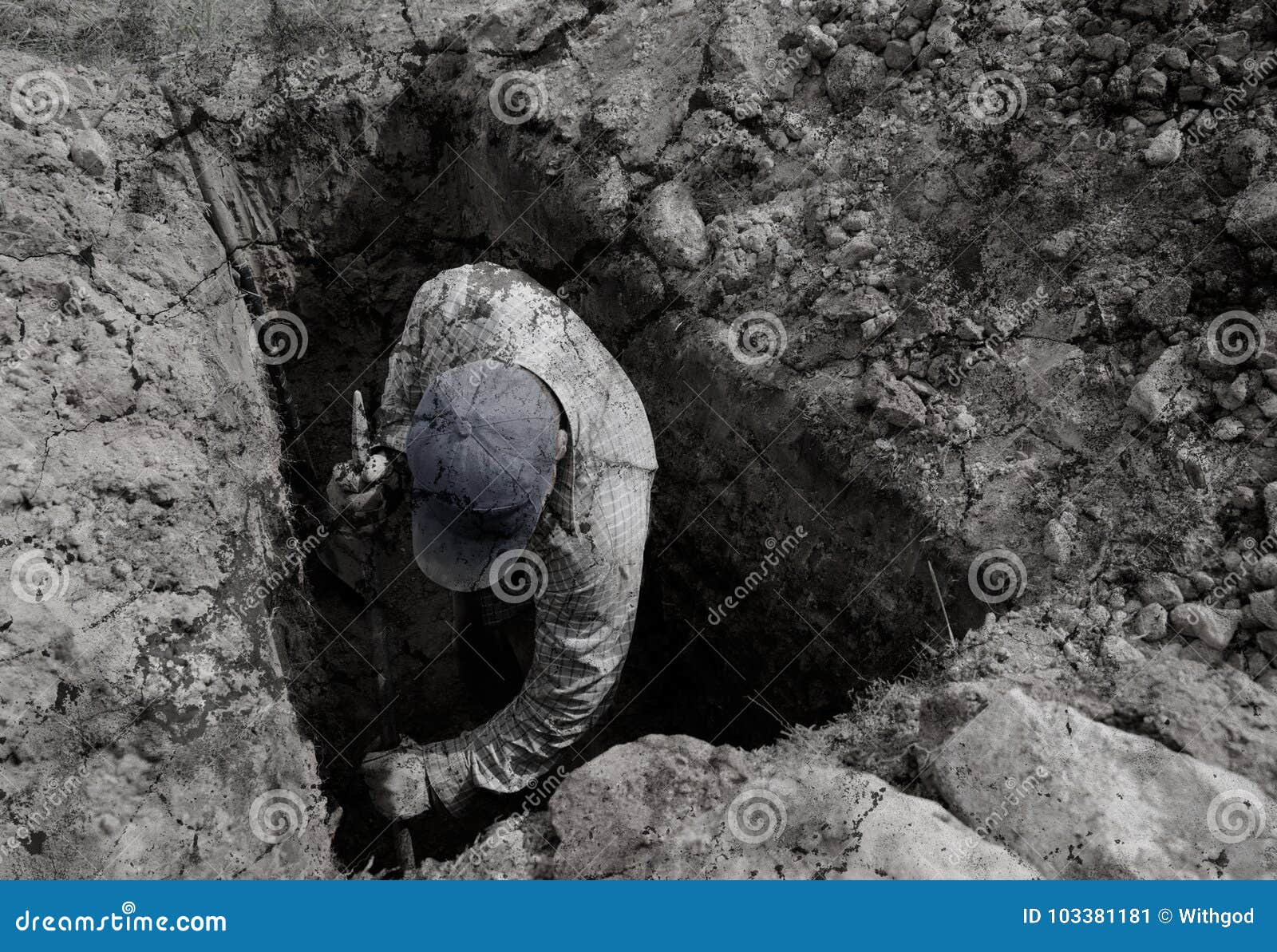 Man digs grave stock image. Image of earth, busy, hold - 103381181