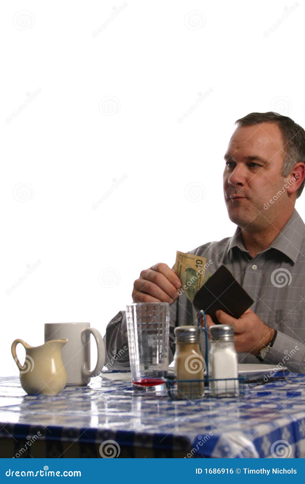 Man in diner paying bill stock photo. Image of smile, cash - 1686916