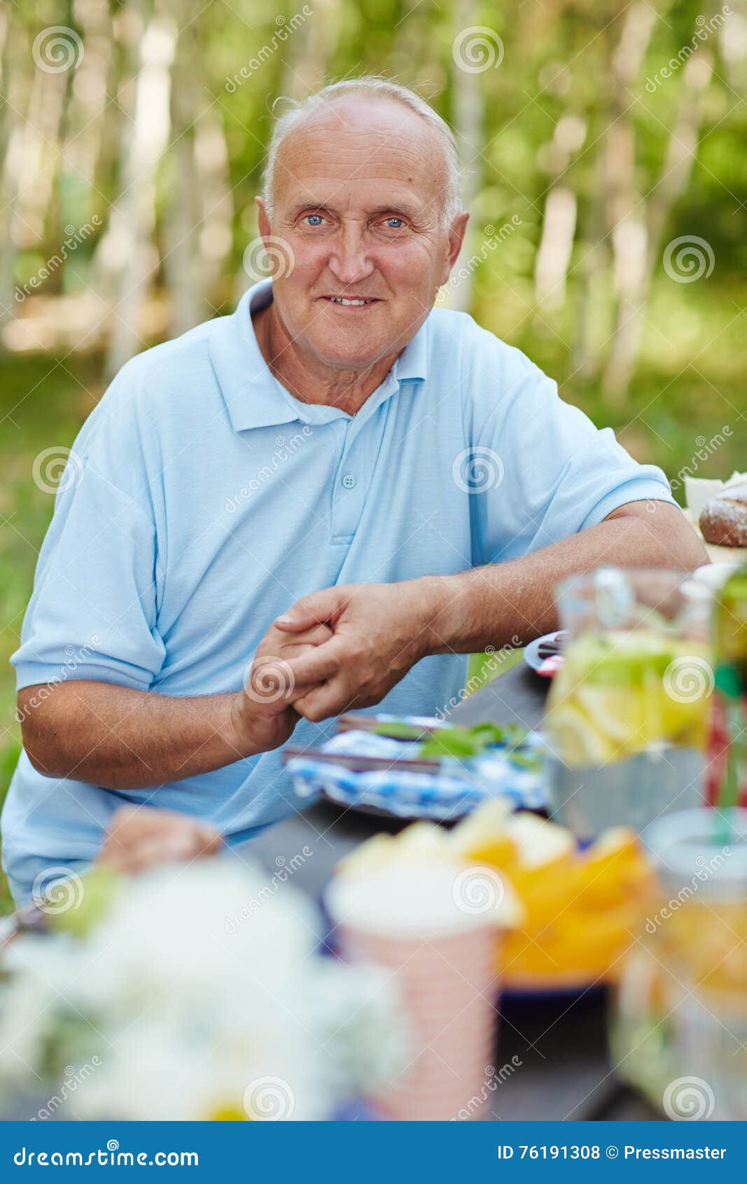 Man by dinner table stock photo. Image of people, retired - 76191308
