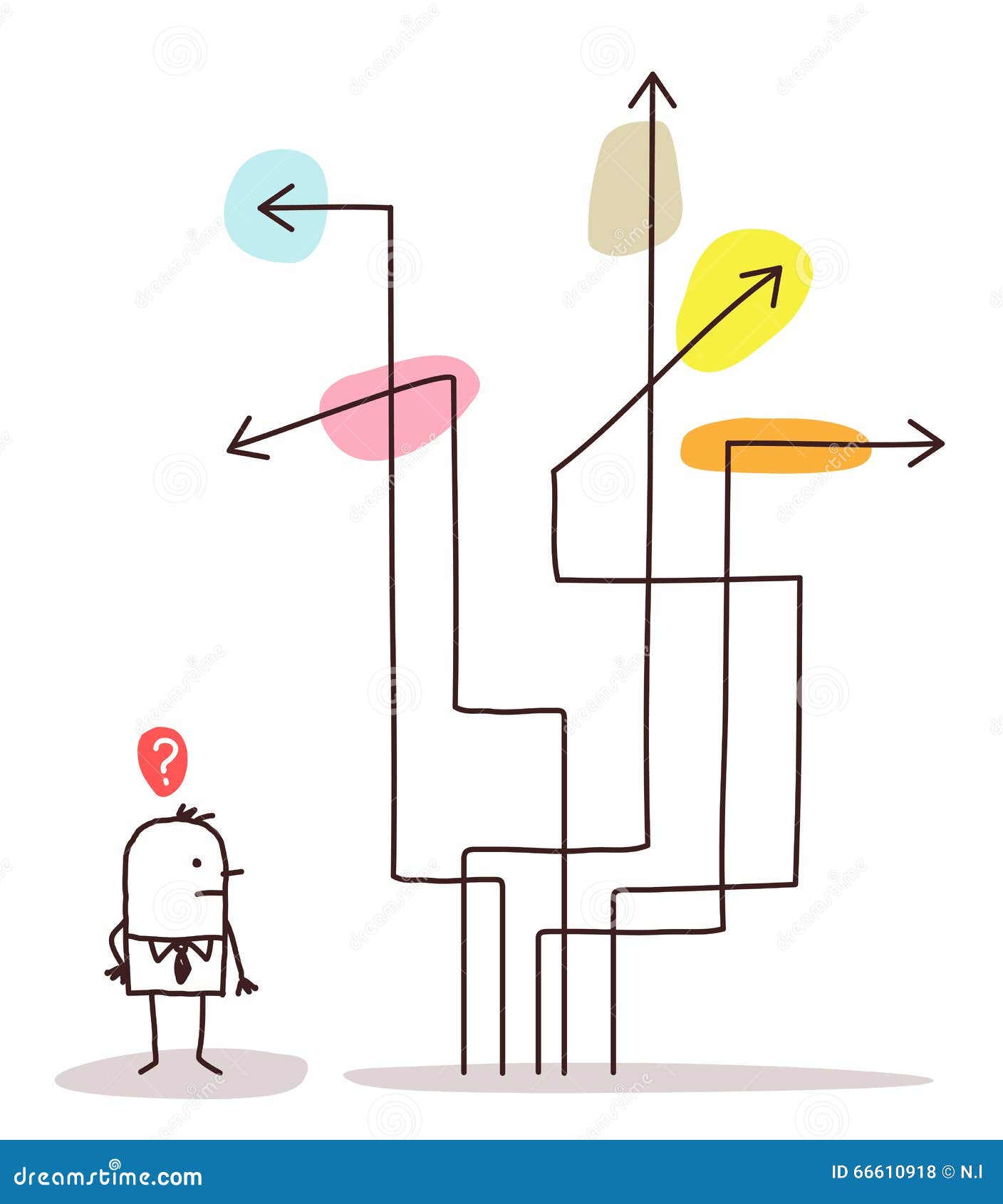 Man & direction arrows stock vector. Illustration of business - 66610918