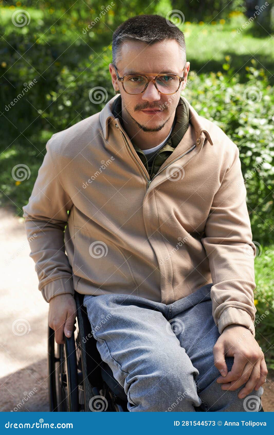 Man with Disability Spending Time in the Park Stock Image - Image of ...