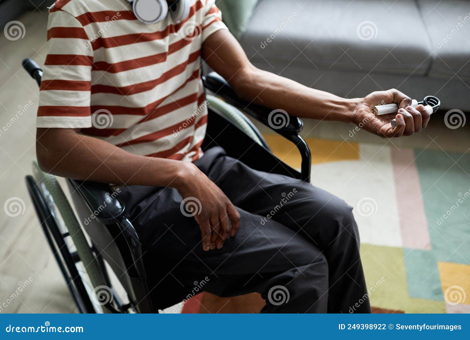 Man with Disability Using Hand Expander Stock Photo - Image of ...