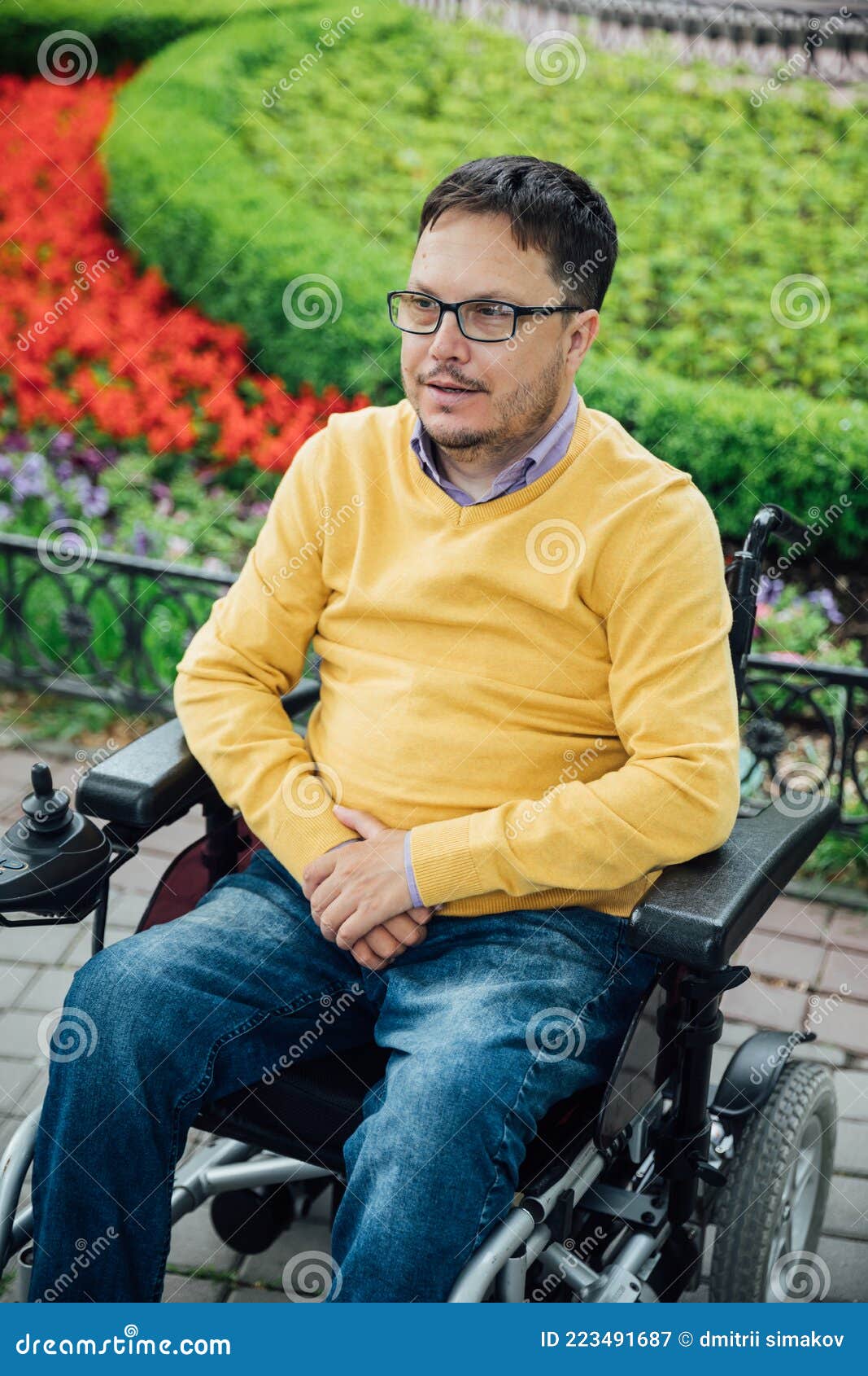 Portrait of a Man with a Disability in a Wheelchair Stock Image - Image ...