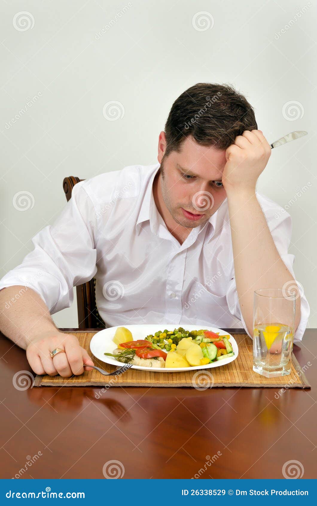 Man is Disappointed with His Dish Stock Image - Image of dinner ...