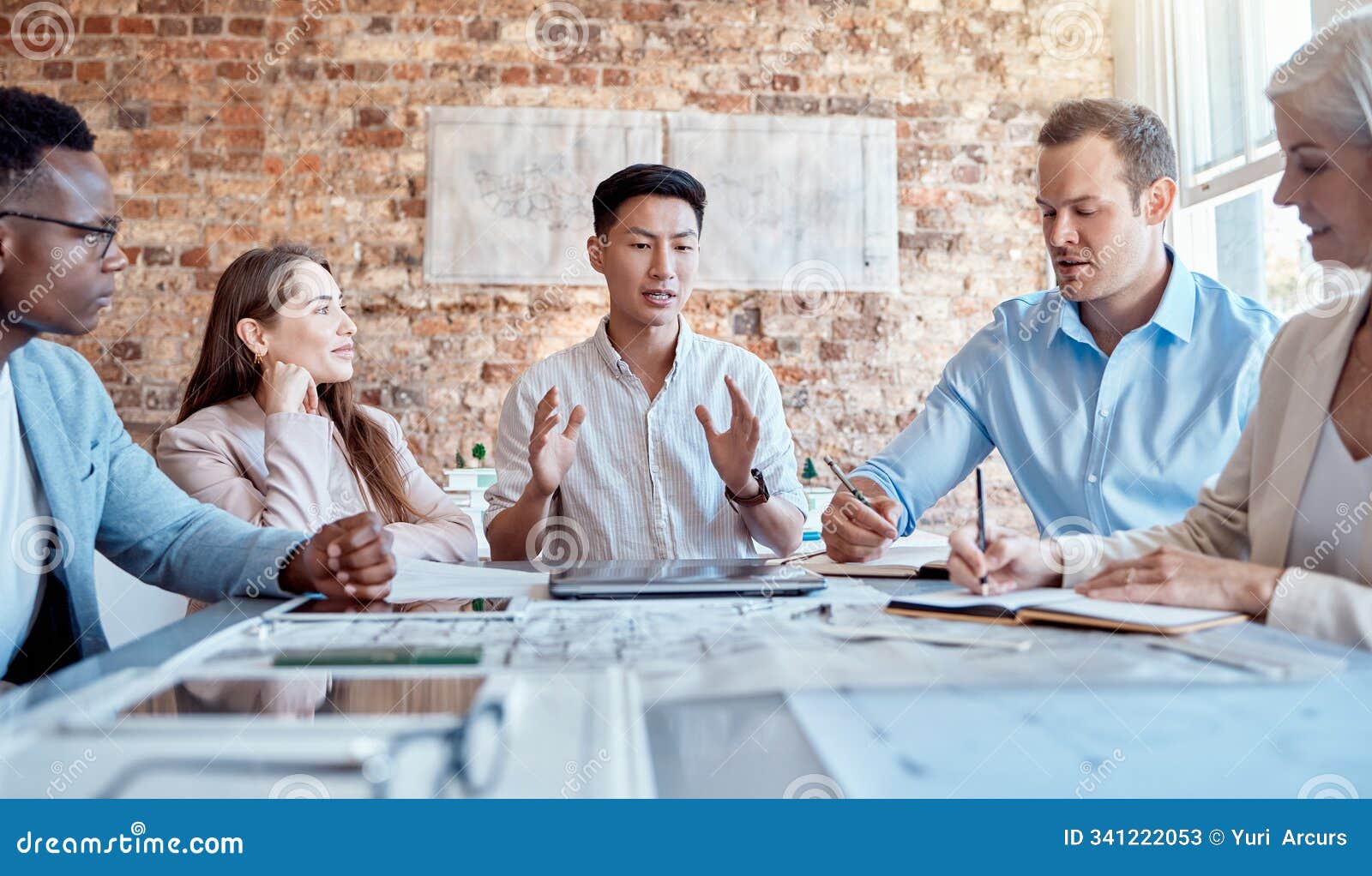 Man, Discussion and Architect in Meeting, Office and Circle for Ideas ...