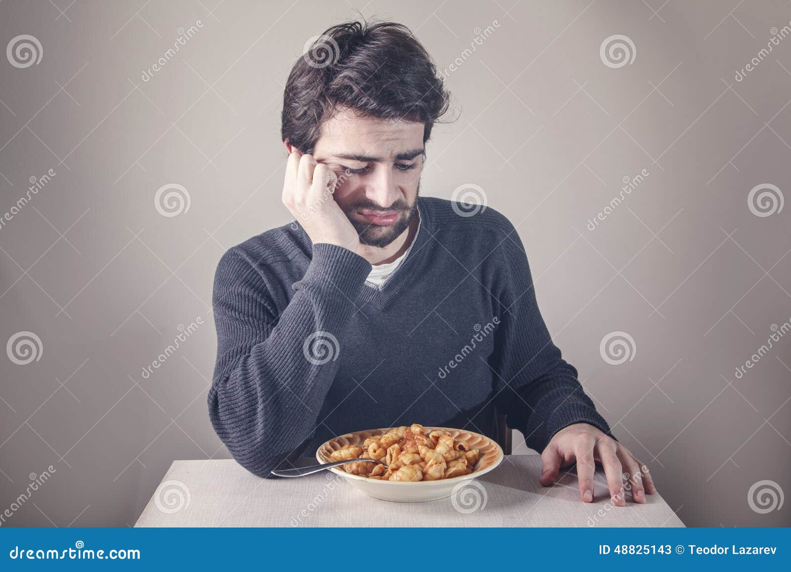 Man disliking food stock image. Image of facial, problem - 48825143