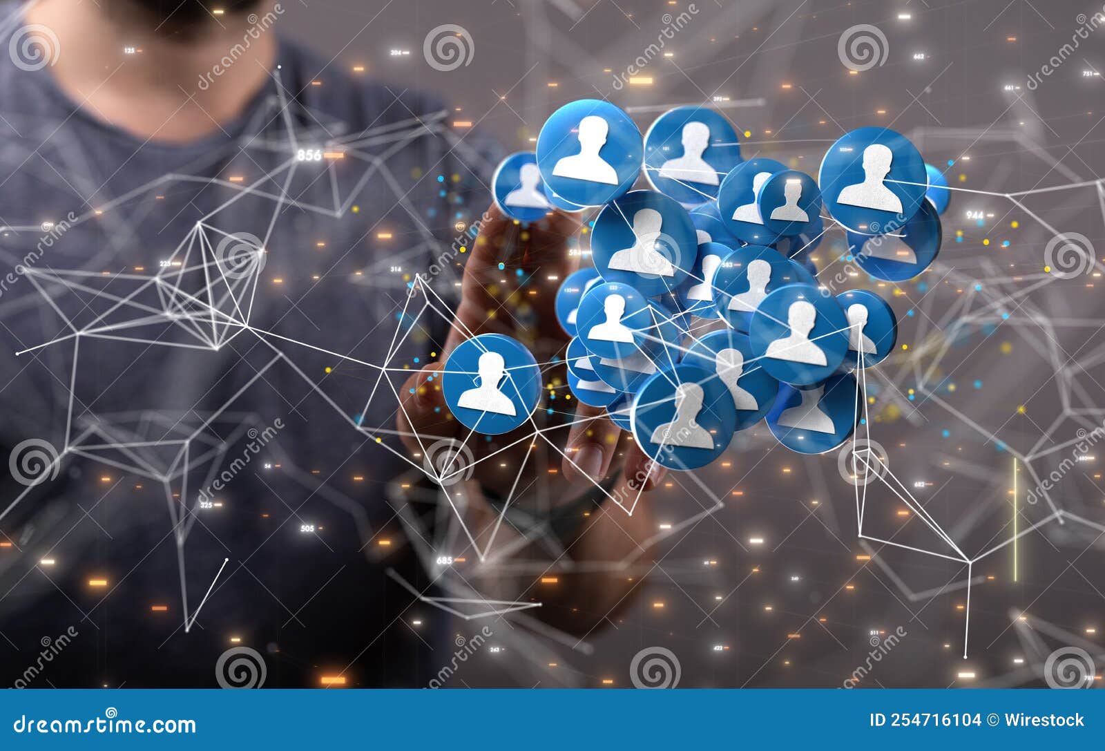 Man Displaying an Illustrative Digital Network Graph - Concept of ...