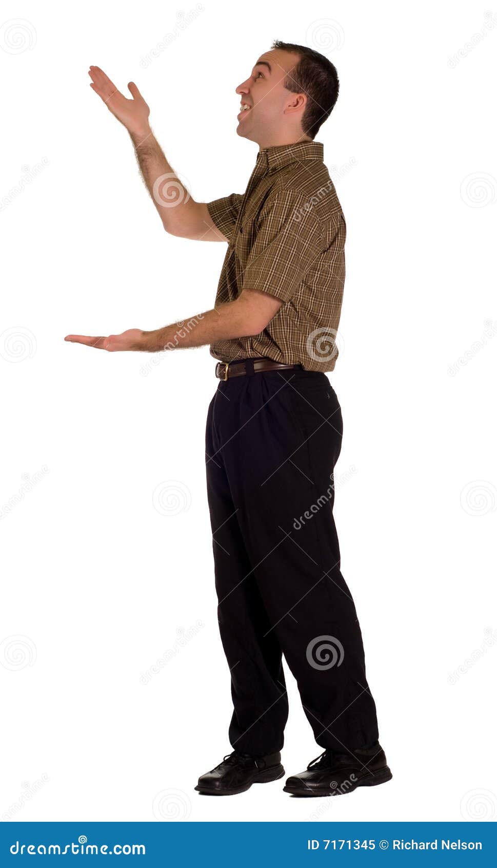 Man Displaying Something stock image. Image of product - 7171345