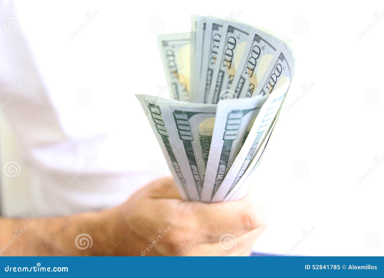 Man Displaying a Spread of Cash Stock Image - Image of green ...