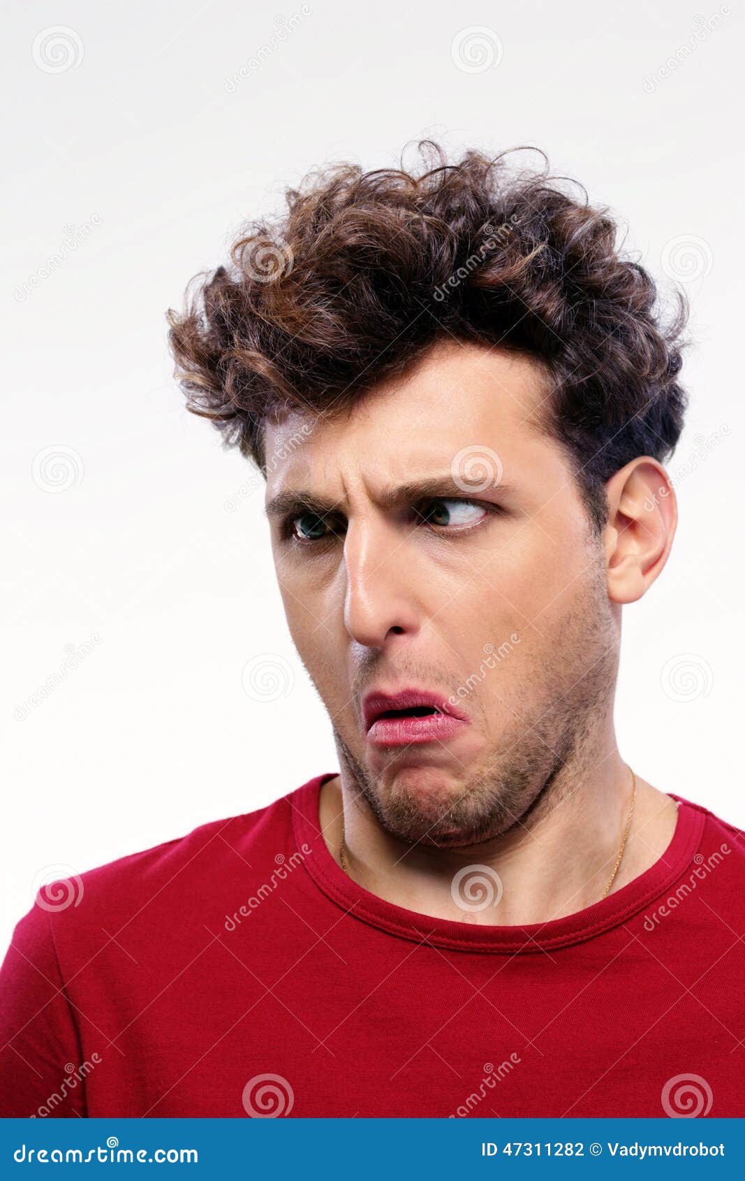Man with Displeased Facial Expression Stock Photo - Image of hair ...