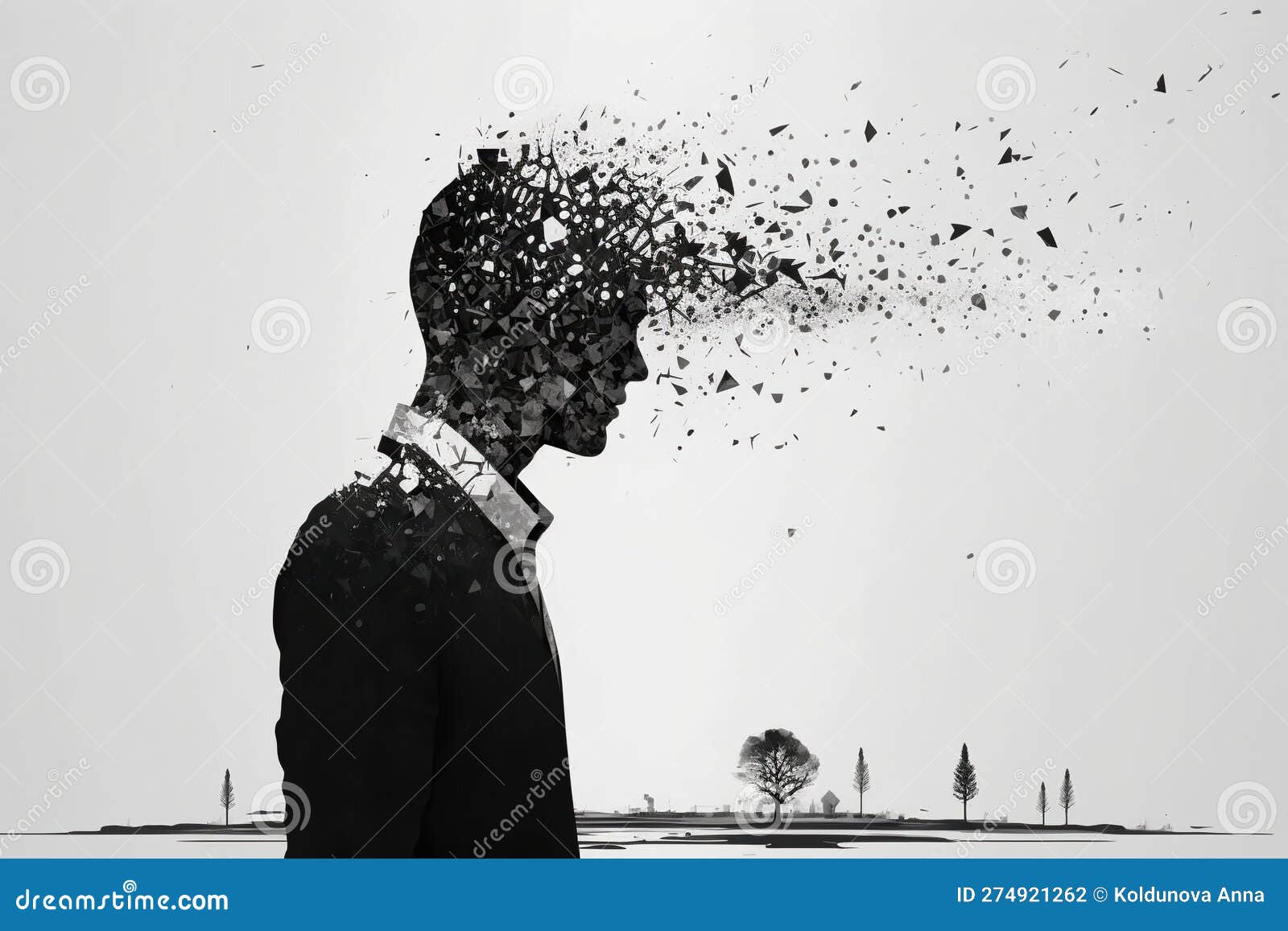 Man Dissolves in Depression Minimalist, Created with Generative AI ...