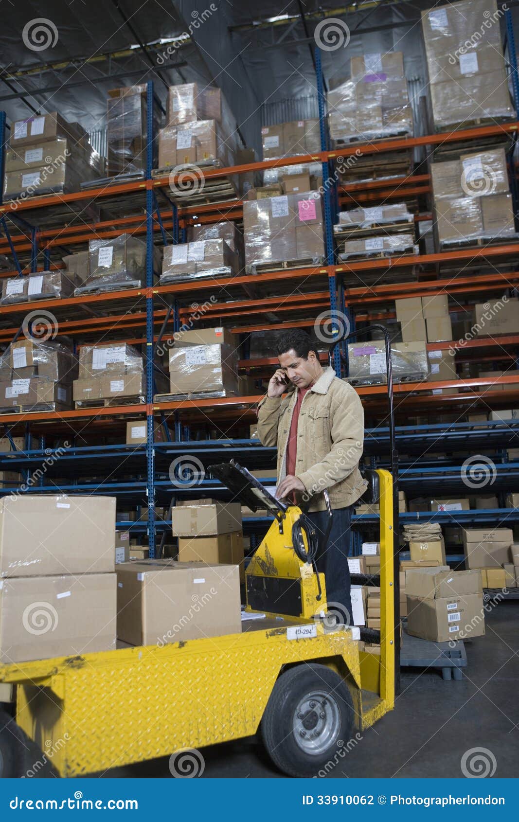 Man at Distribution Warehouse Stock Photo - Image of shelving, indoors ...