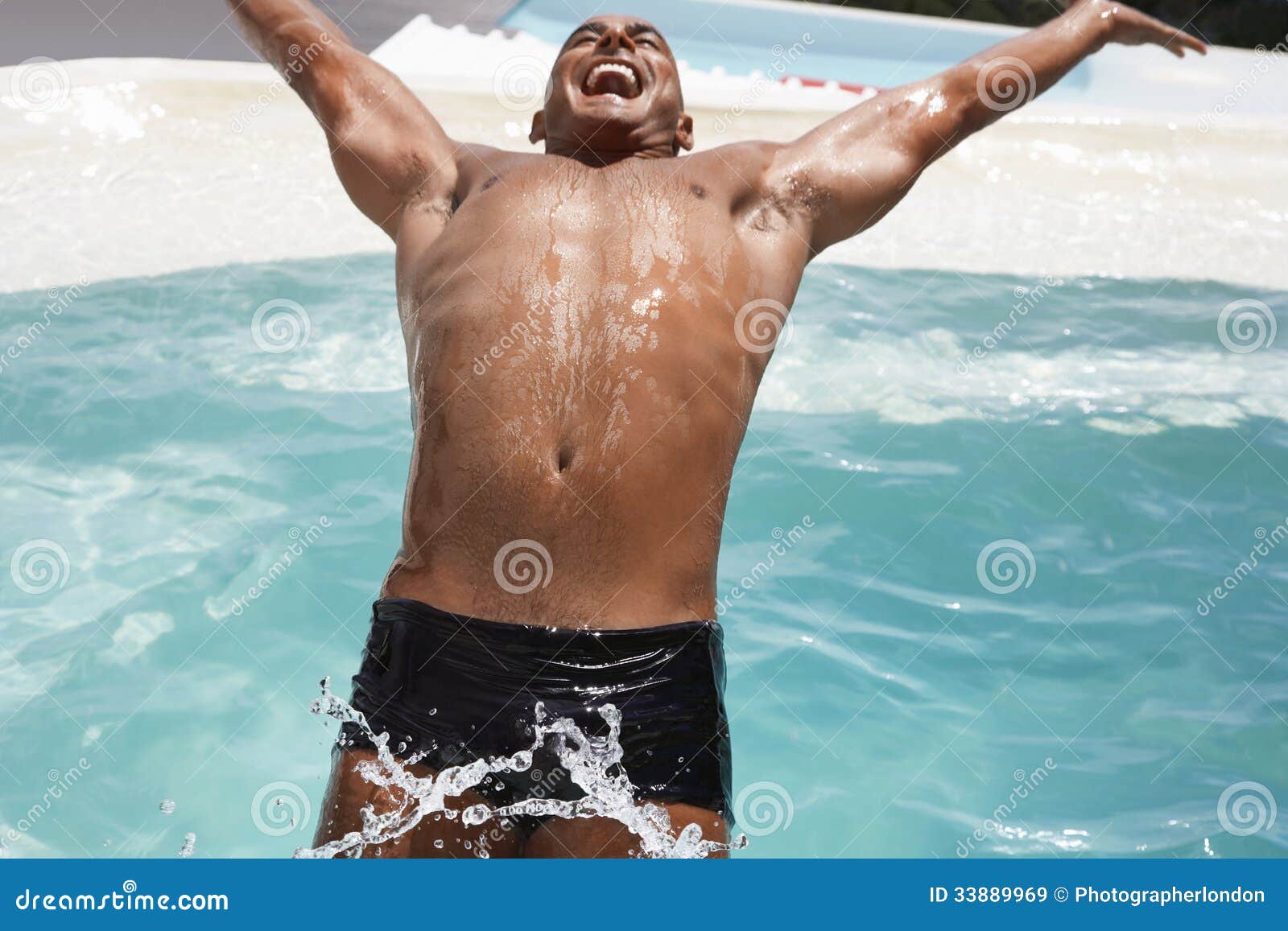 Man Diving Backward into Swimming Pool Stock Image - Image of jump ...