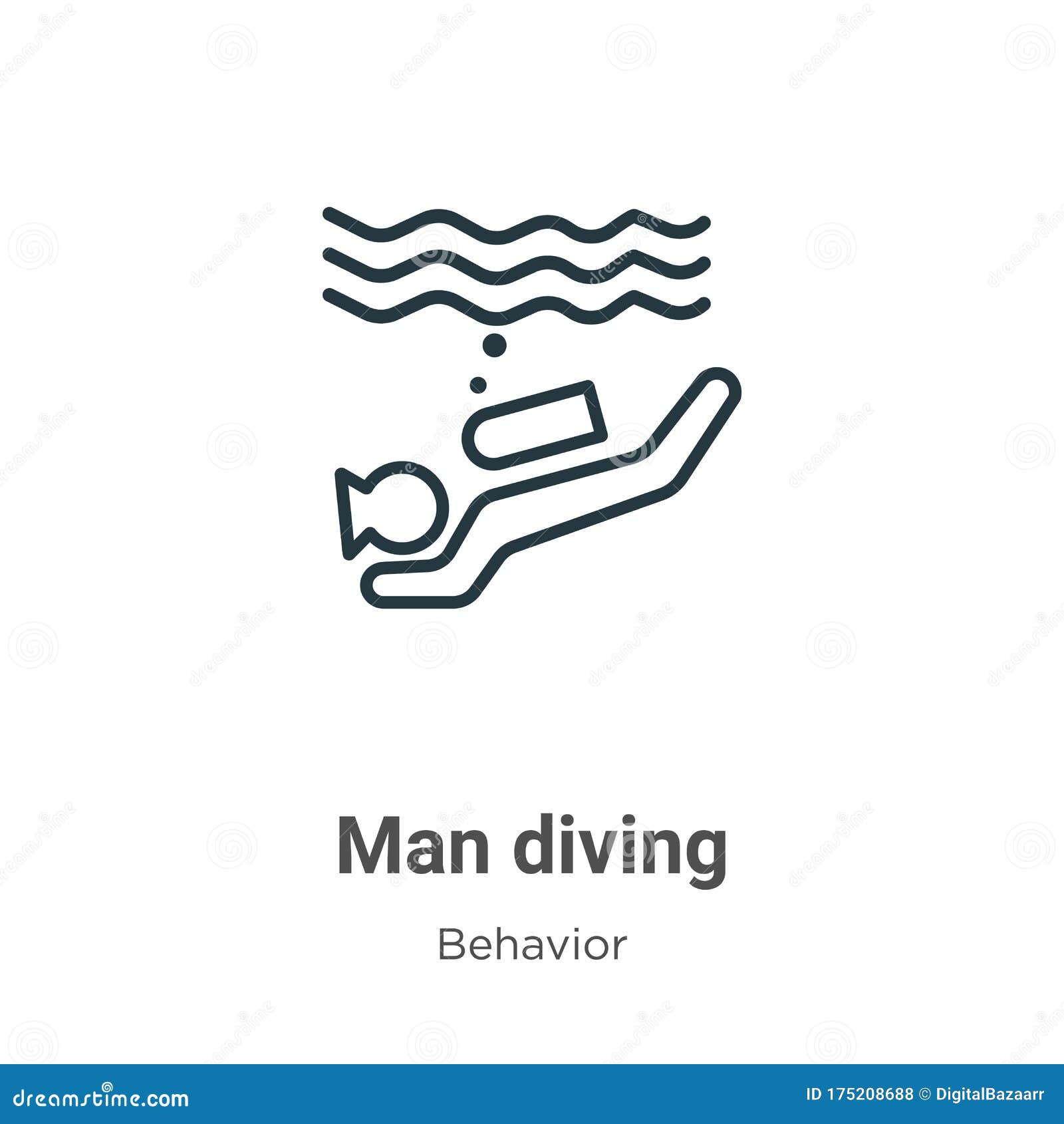Man Diving Outline Vector Icon. Thin Line Black Man Diving Icon, Flat ...