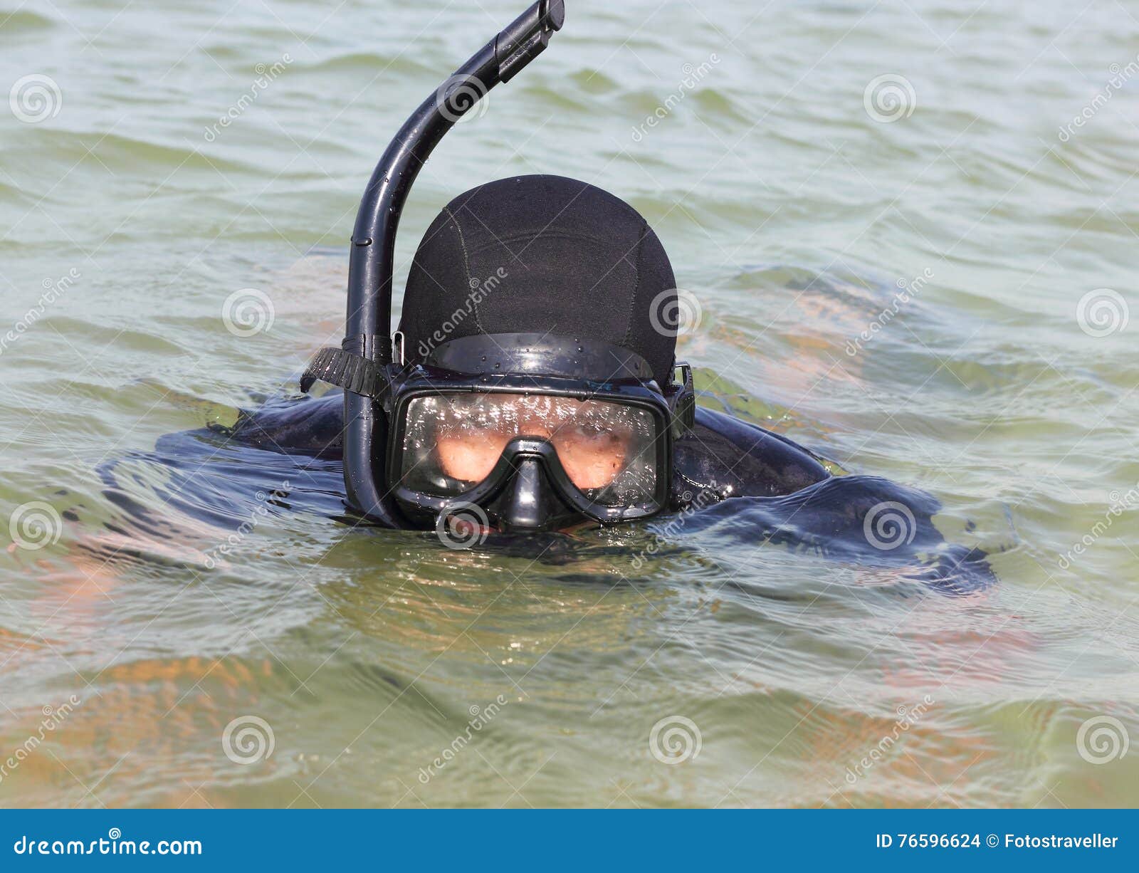 A Man in a Diving Suit and Mask Underwater Stock Photo - Image of ...