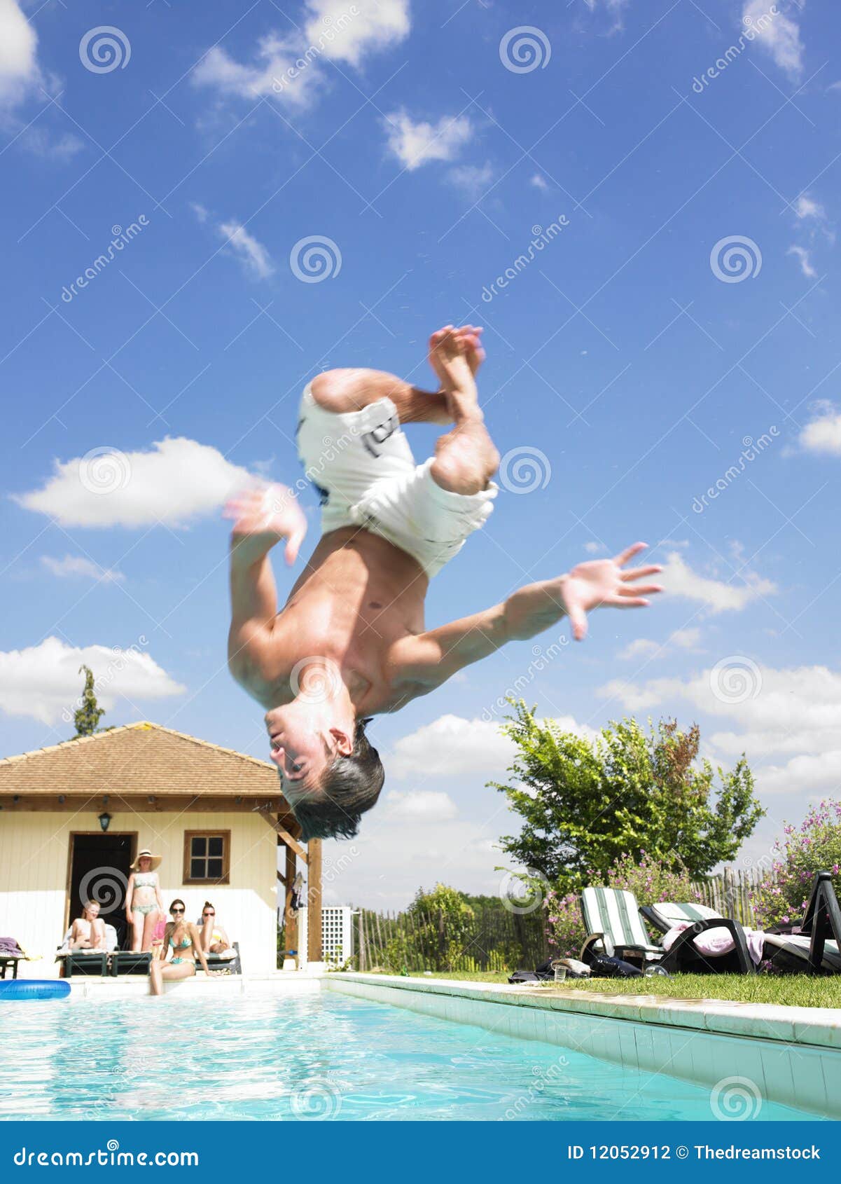 Man Diving into Swimming Pool Stock Photo - Image of diving, happy ...