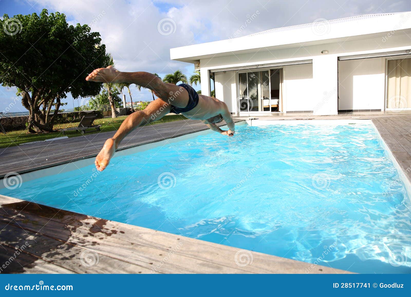 Man Diving In Swimming Pool Stock Image Image 28517741