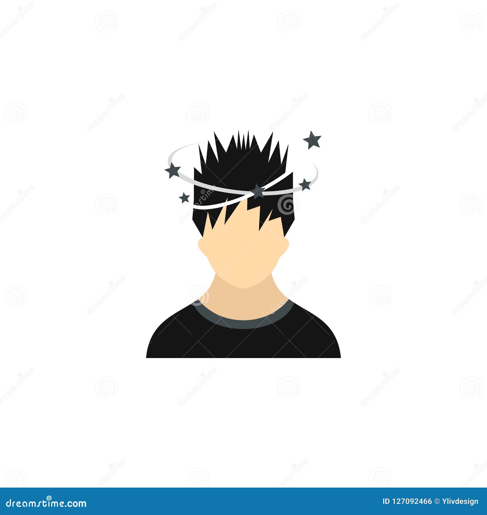 Man with Dizziness Icon, Flat Style Stock Illustration - Illustration ...