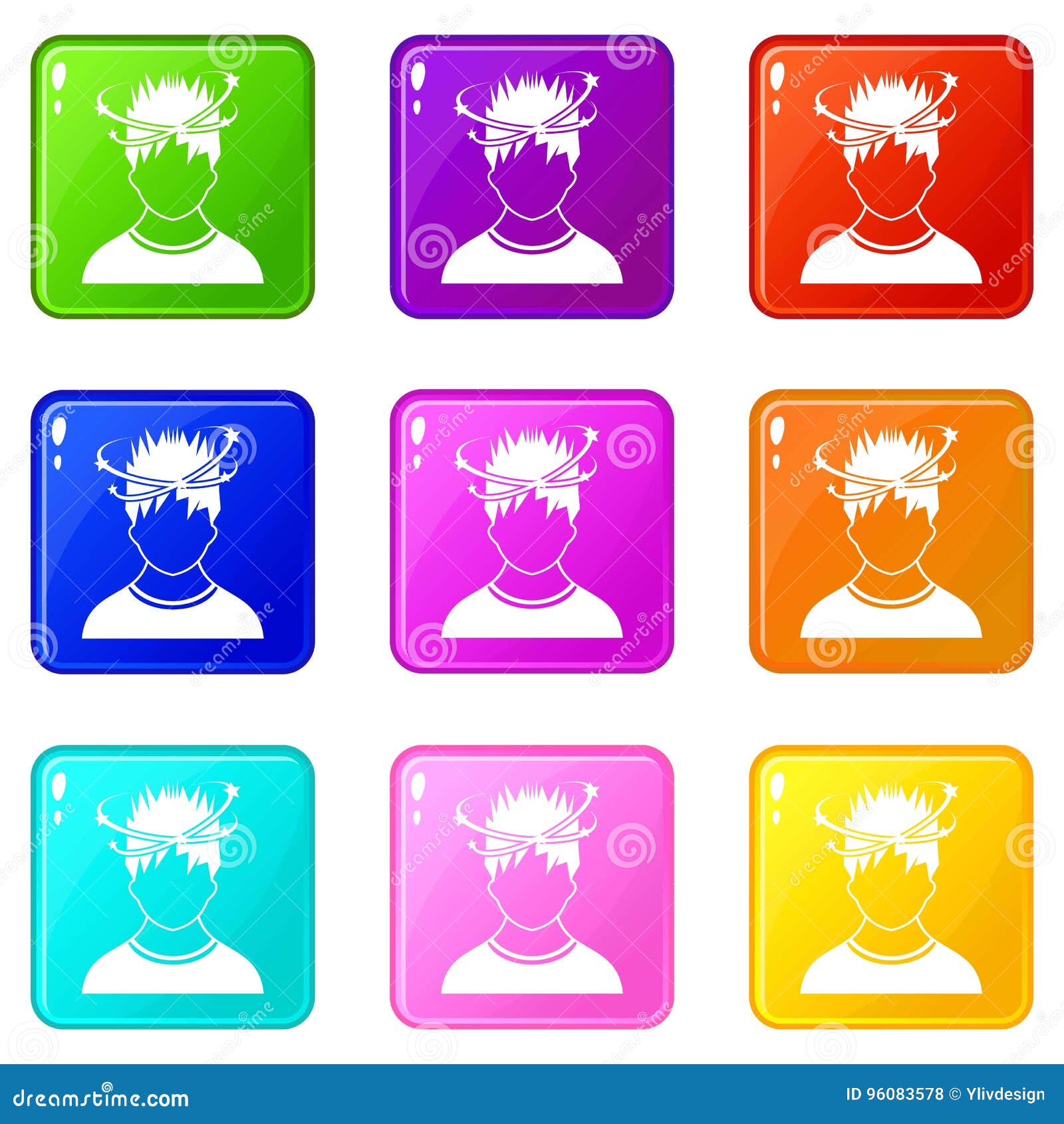 Man with Dizziness Icons 9 Set Stock Vector - Illustration of depressed ...