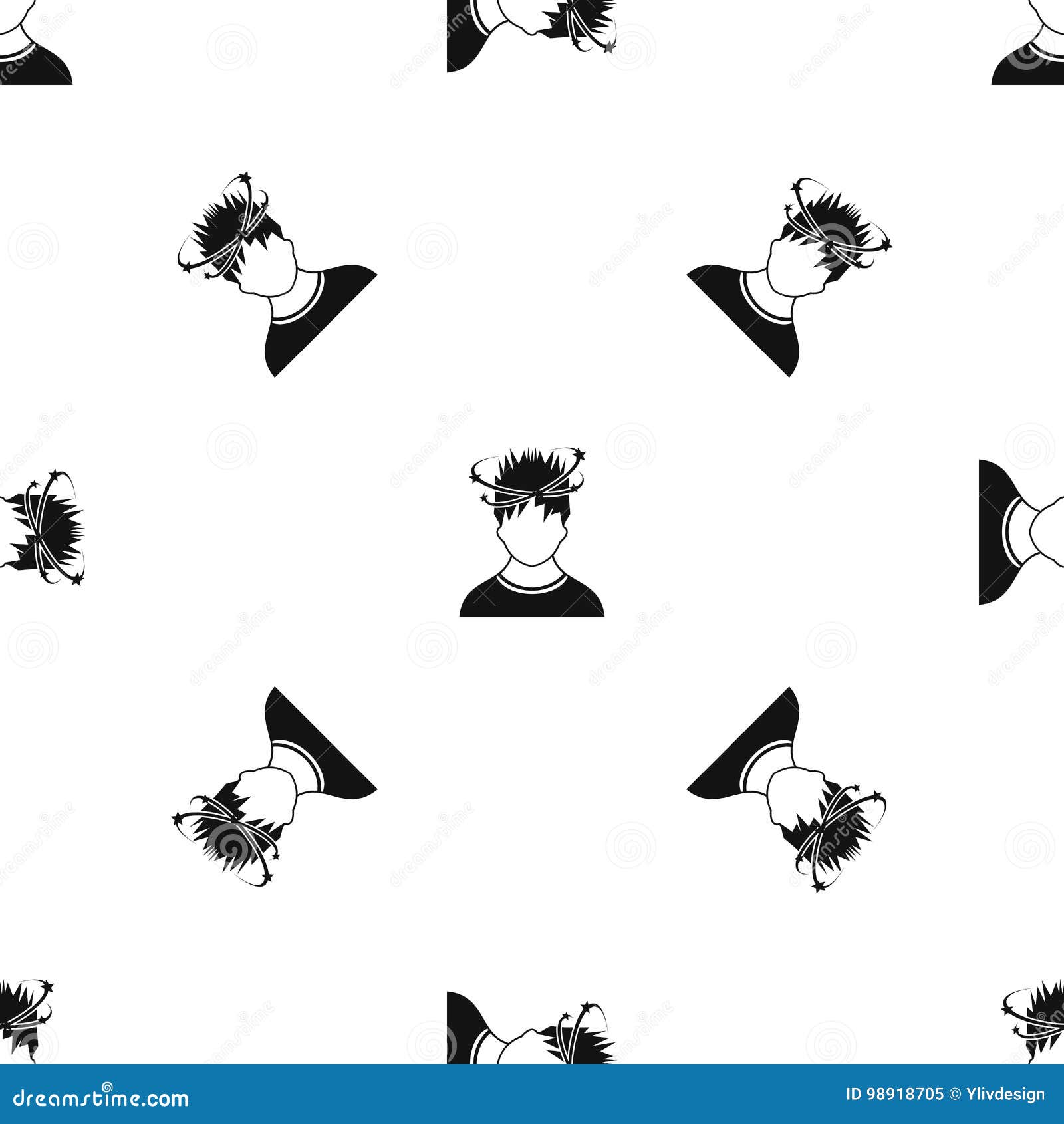 Dizziness Pattern Seamless. Brains Retching Cartoon Background. Brain ...