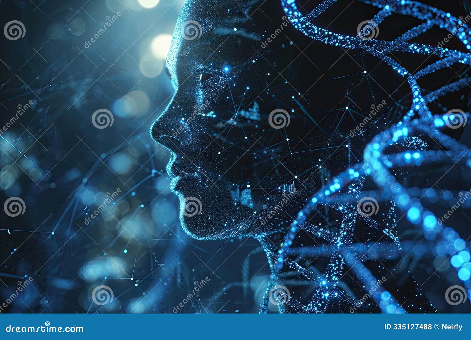 Man DNA Genetic of Human on Virtual Interface, Communication with Ai ...