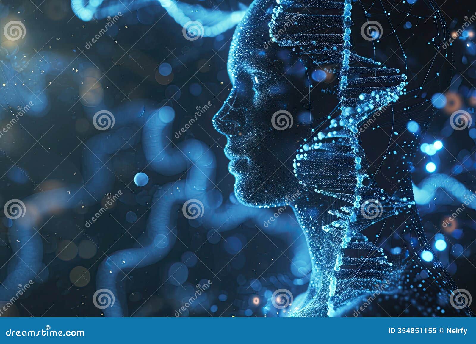 Man DNA Genetic of Human on Virtual Interface, Communication with Ai ...