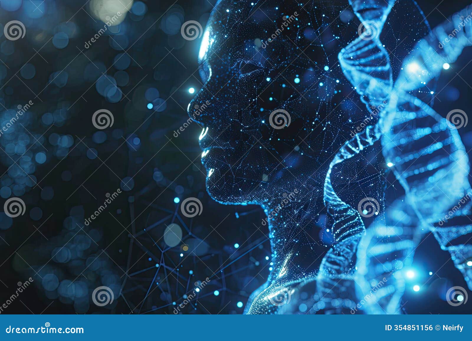 Man DNA Genetic of Human on Virtual Interface, Communication with Ai ...