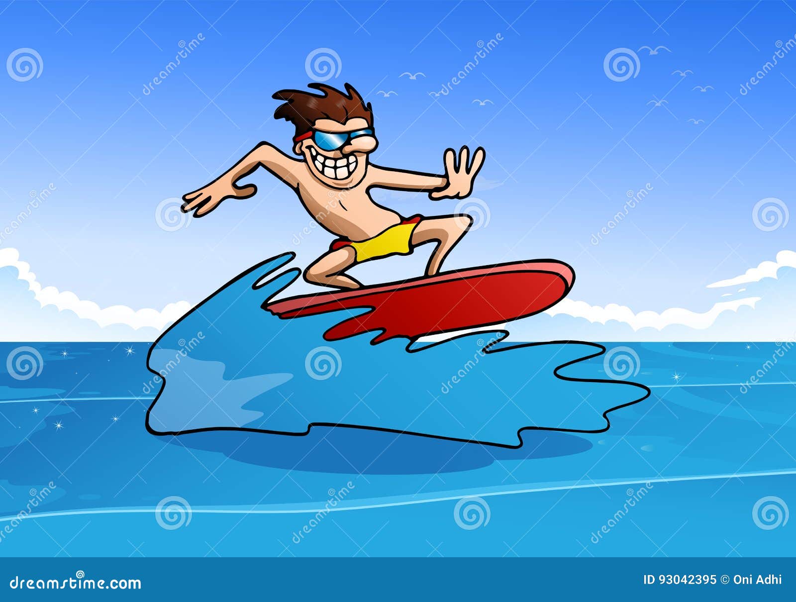 Man do funky surfing stock illustration. Illustration of freedom - 93042395