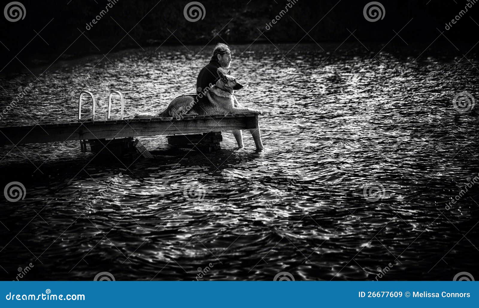 Man on Dock with Dog stock image. Image of shepherd, peaceful - 26677609