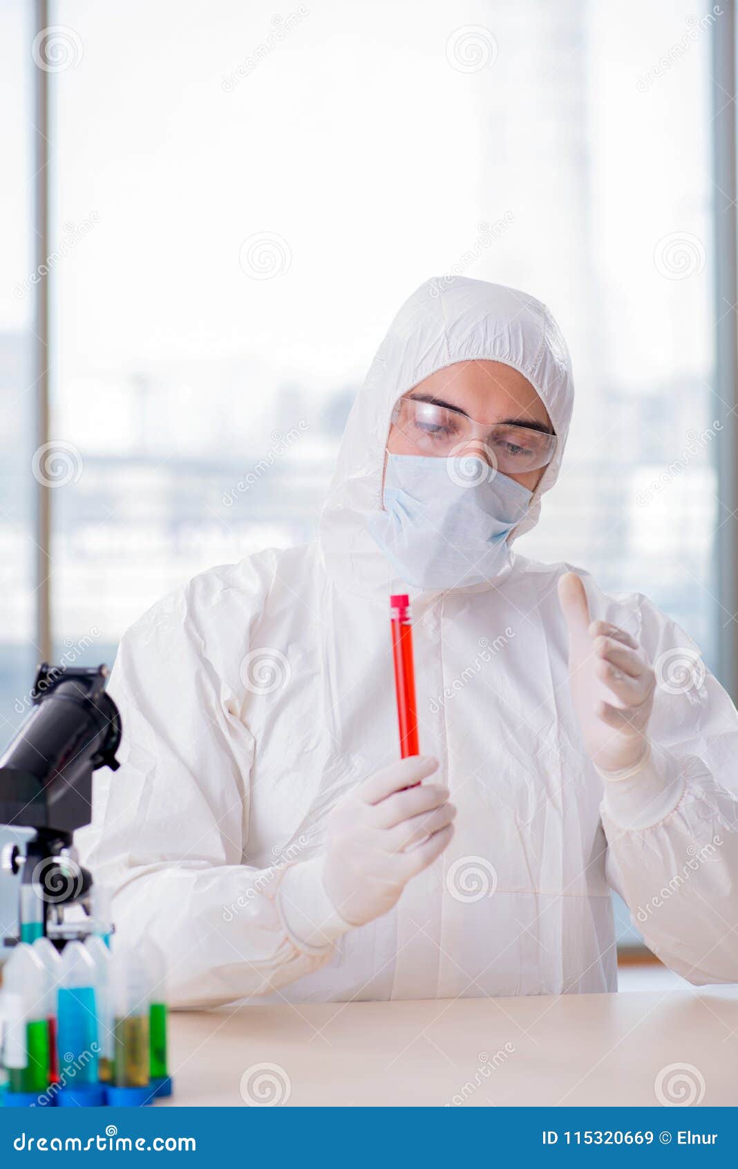 The Man Doctor Checking Blood Samples in Lab Stock Image - Image of ...