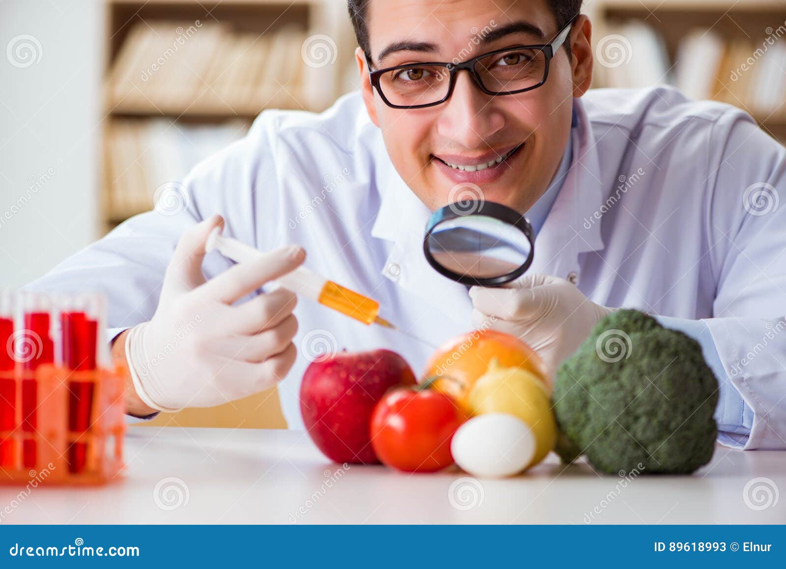 The Man Doctor Checking the Fruits and Vegetables Stock Image - Image ...