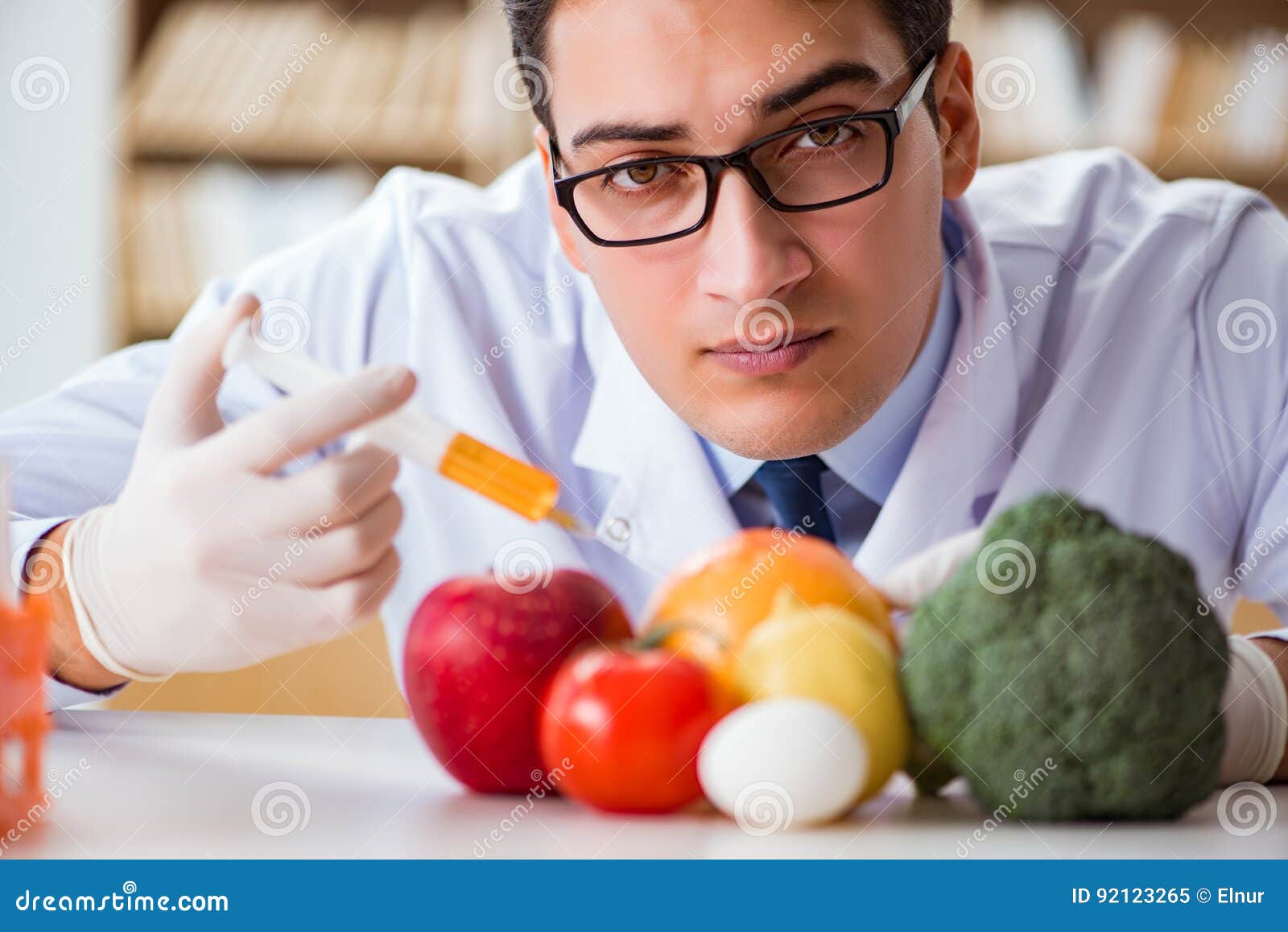 The Man Doctor Checking the Fruits and Vegetables Stock Image - Image ...