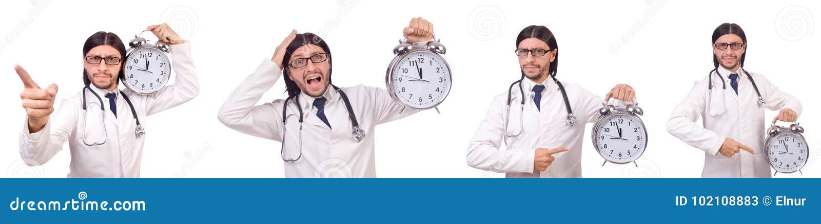 The Man Doctor with Clock Isolated on White Stock Image - Image of ...