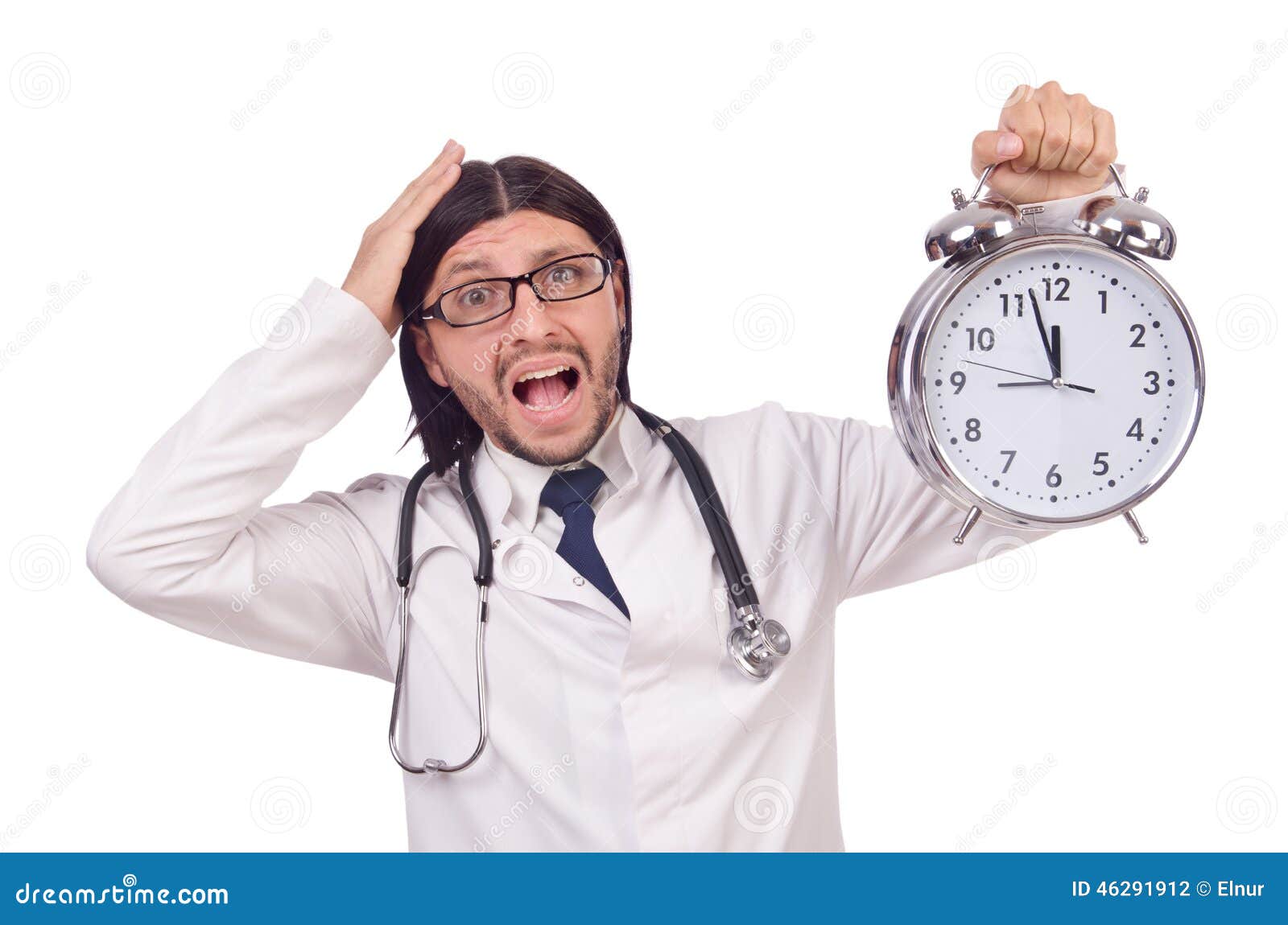 Man Doctor with Clock Isolated Stock Photo - Image of clinic, illness ...