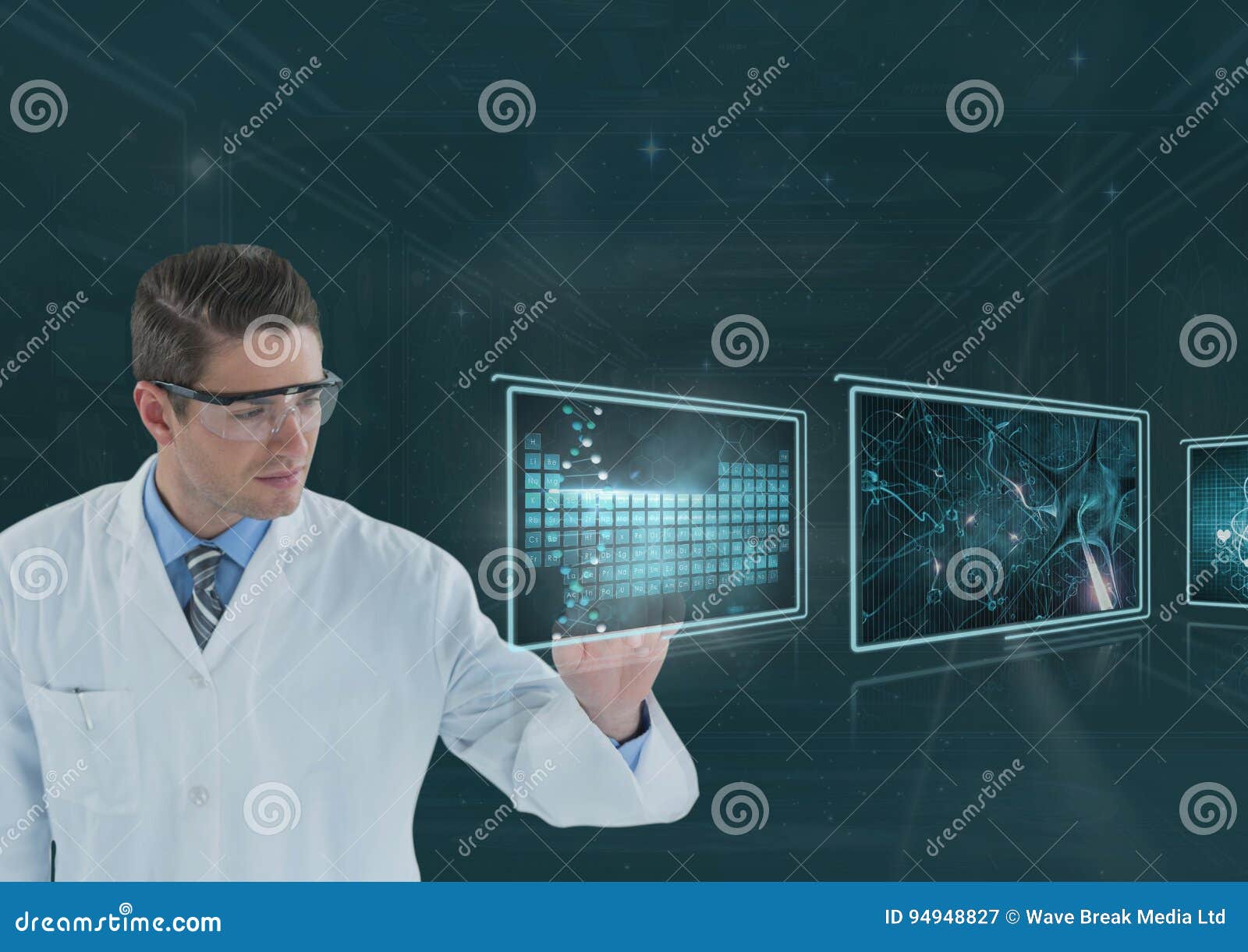 Man Doctor Interacting with Medical Interfaces Stock Image - Image of ...