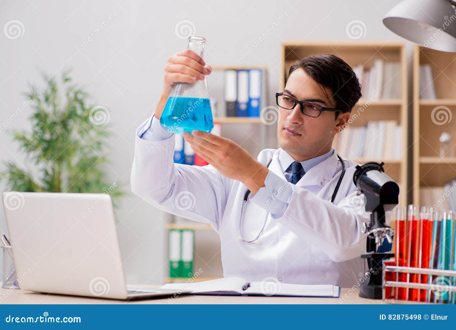 The Man Doctor Working in the Lab Stock Photo - Image of blue, glass ...