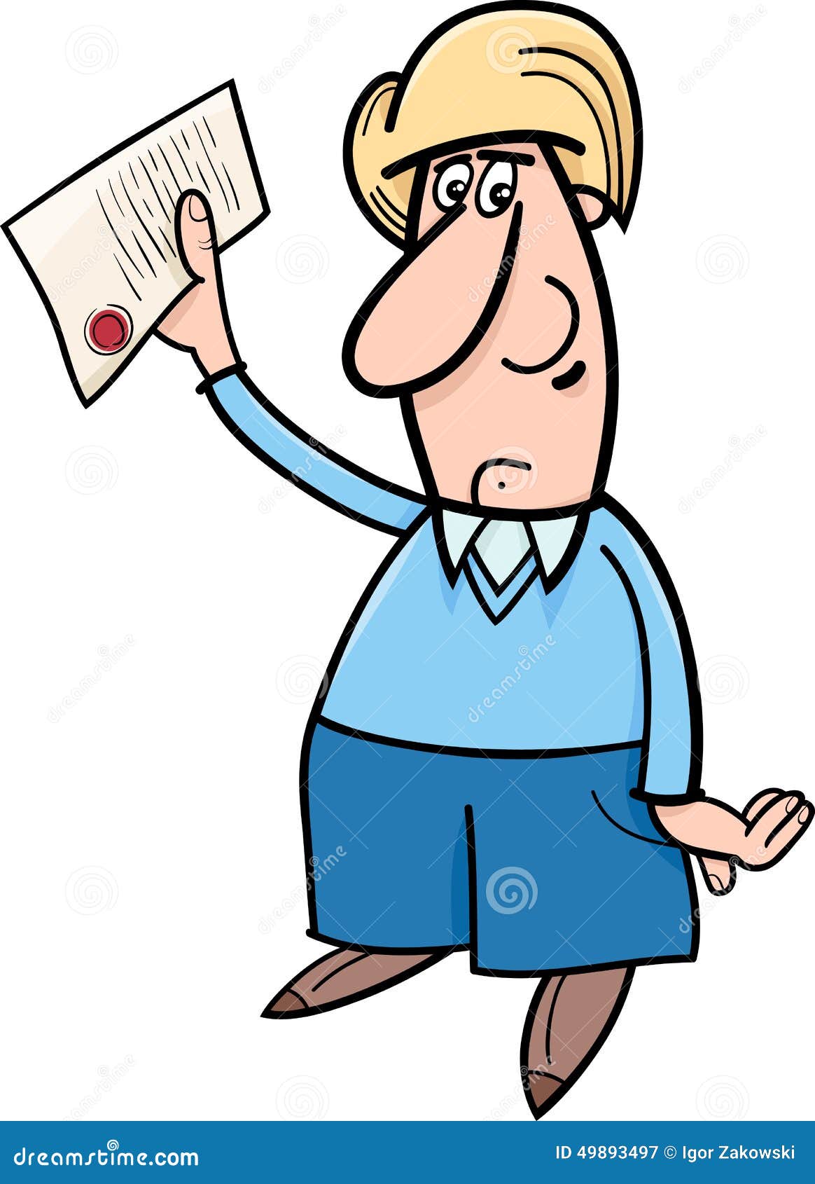 Man with document cartoon stock vector. Illustration of caricature ...